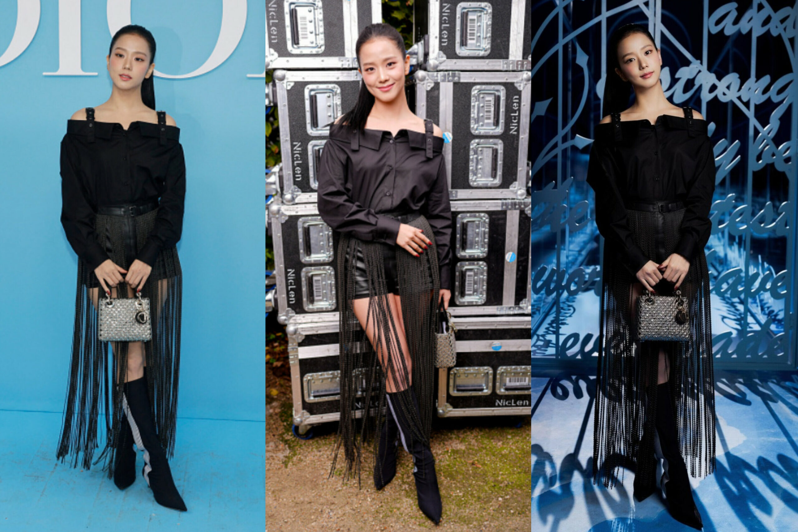 Blackpink Jisoo Dazzles in Belted Fringe Skirt and Off-Shoulder Shirt ...