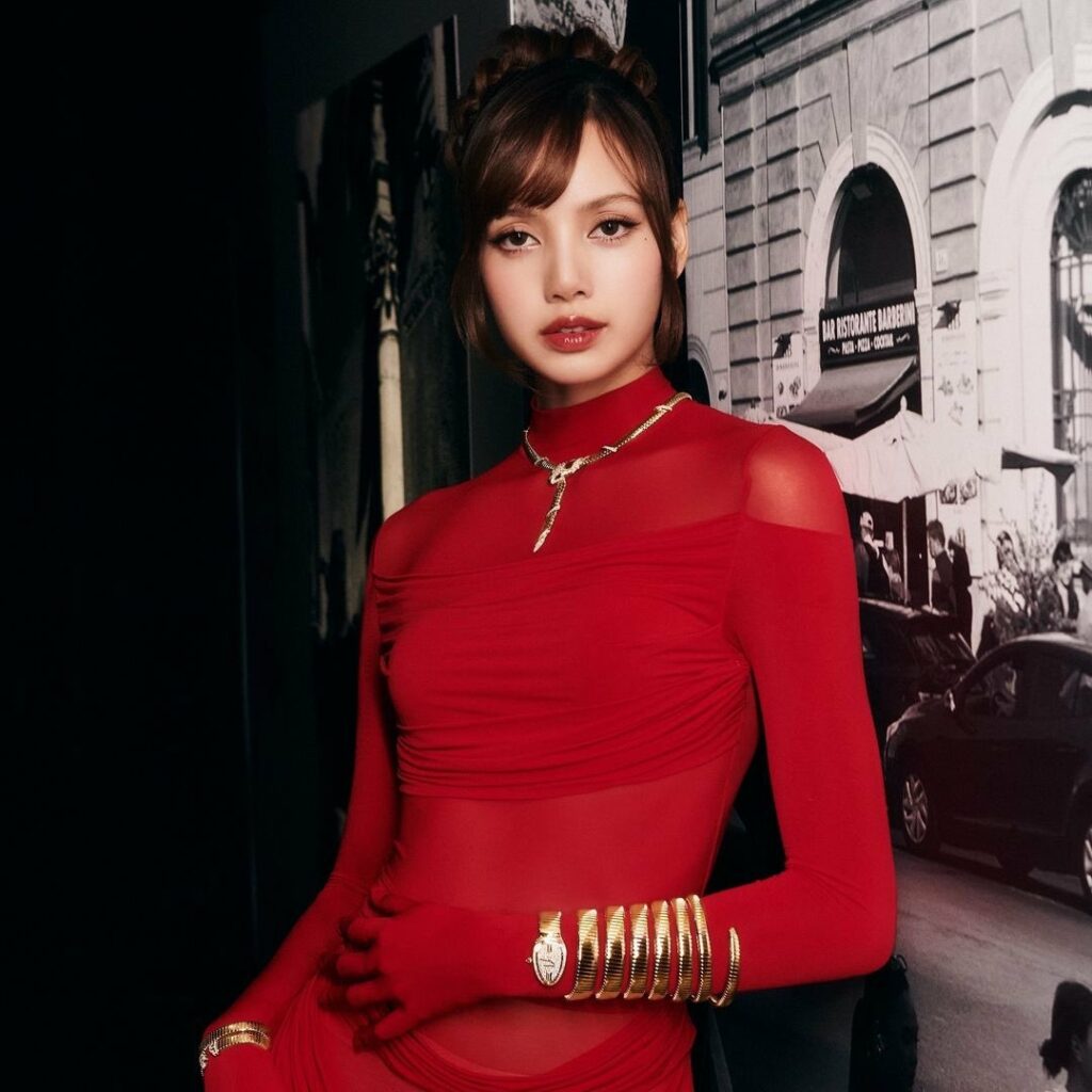 Blackpink Lisa Makes a Fashion Statement in Fiery Red Dress at Bvlgari ...