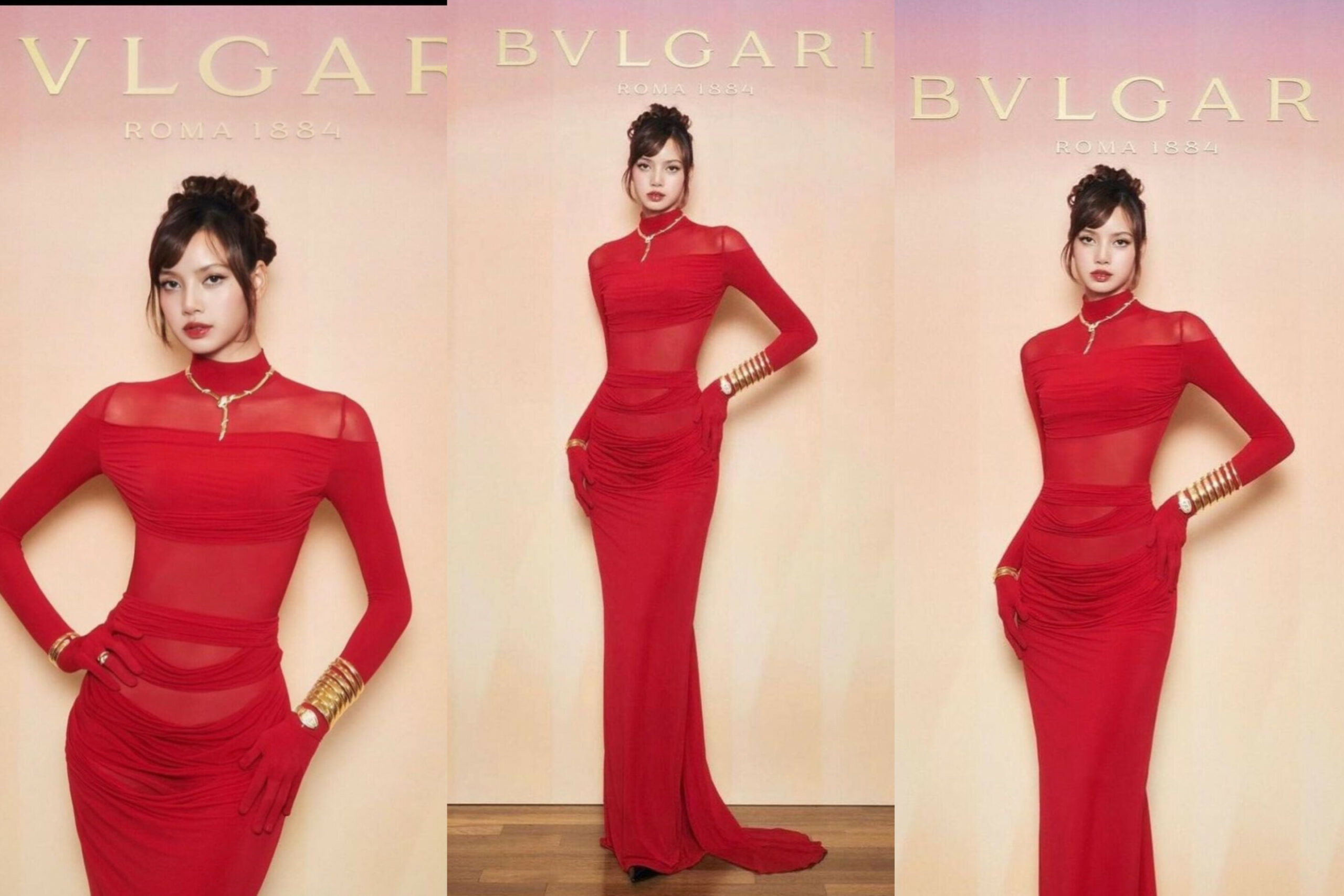 Blackpink Lisa Makes a Fashion Statement in Fiery Red Dress at Bvlgari ...